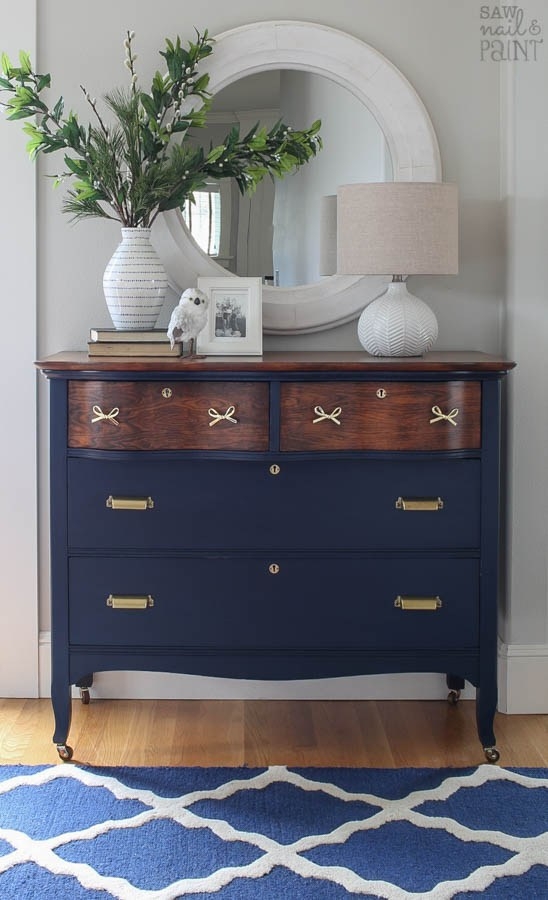 Coastal Blue and Antique Walnut Dresser | General Finishes Design Center Coastal Blue and Antique Walnut Dresser | General Finishes Design Center