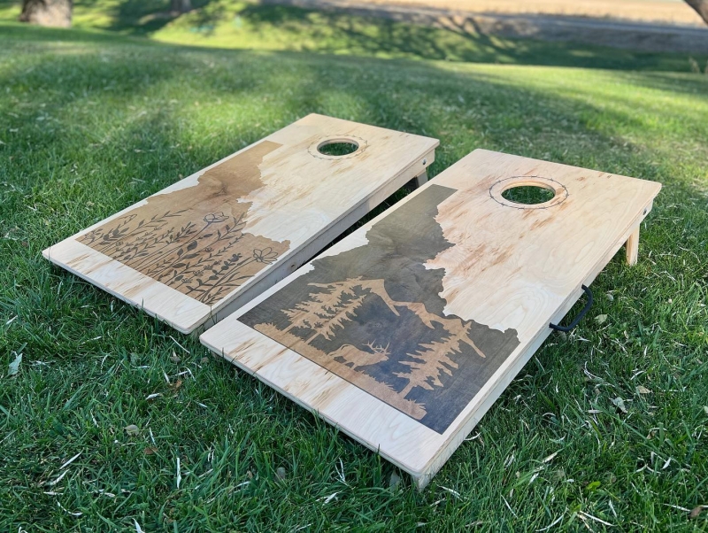 Idaho Wildflower & Mountain Cornhole Boards | General Finishes Design ... Idaho Wildflower & Mountain Cornhole Boards | General Finishes Design ...