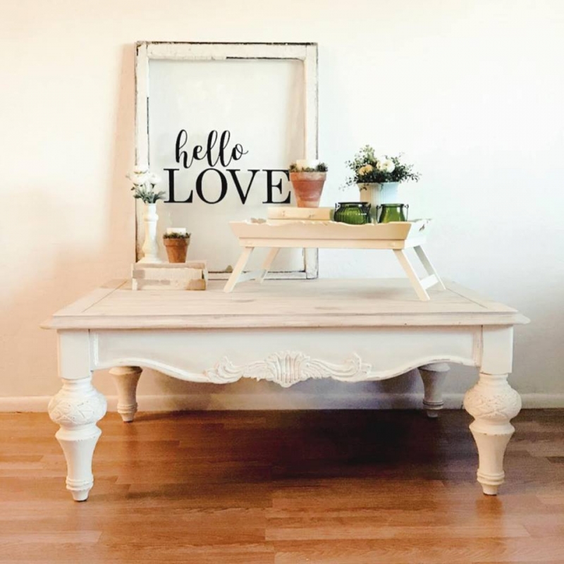 Coffee Table in Antique White & Snow White Milk Paint Mix | General ... Coffee Table in Antique White & Snow White Milk Paint Mix | General ...